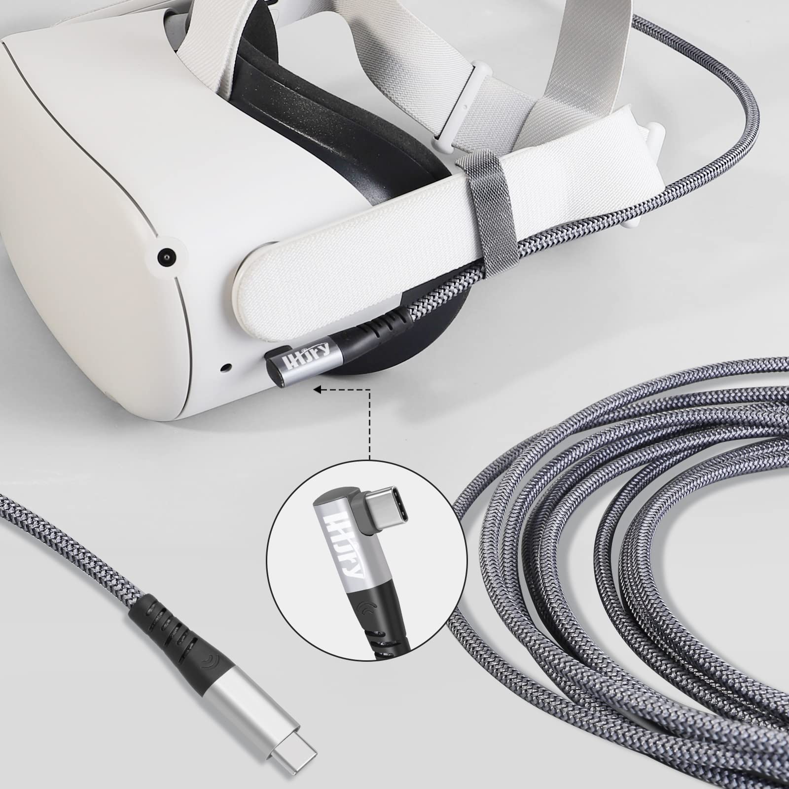 LHJRY Link Cable 20Ft Compatible with Quest2/Quest Pro/Pico 4 Accessories, PC/Steam VR, High Speed Data Transfer Cord, USB C to USB C Cable for VR Headset and Gaming PC