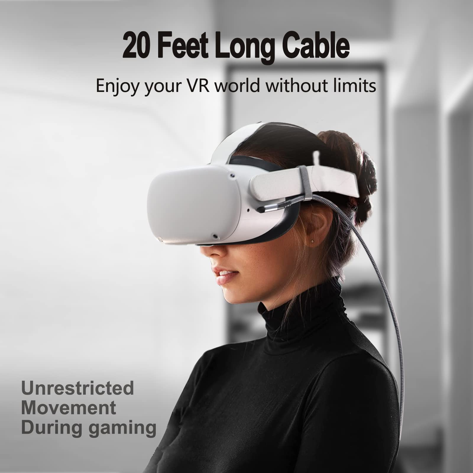 LHJRY Link Cable 20Ft Compatible with Quest2/Quest Pro/Pico 4 Accessories, PC/Steam VR, High Speed Data Transfer Cord, USB C to USB C Cable for VR Headset and Gaming PC