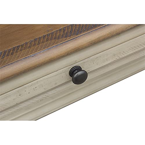 BOWERY HILL Wood Computer Desk in Cream Puff/Walnut Brown Finish