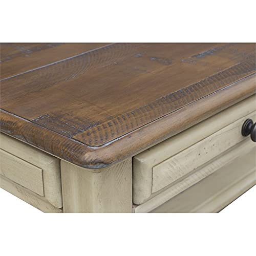 BOWERY HILL Wood Computer Desk in Cream Puff/Walnut Brown Finish