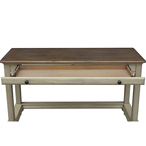 BOWERY HILL Wood Computer Desk in Cream Puff/Walnut Brown Finish