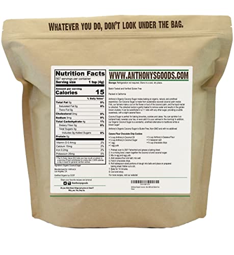 Anthonys Organic Coconut Sugar 5lbs, Non-GMO and Gluten Free