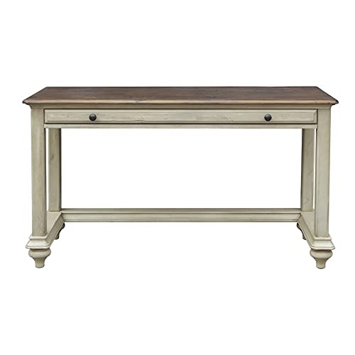 BOWERY HILL Wood Computer Desk in Cream Puff/Walnut Brown Finish