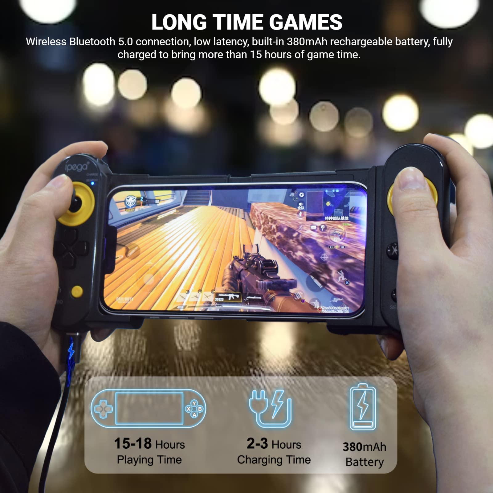 arVin Mobile Gaming Controller for iPhone Android Gamepad with Turbo, 3.5mm Audio Converter, Wireless Game Joystick for iPhone 14/13/12/11/X, iOS, iPad, Samsung Galaxy, TCL, Tablet, PC, Call of Duty
