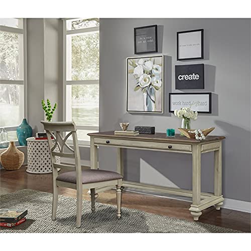BOWERY HILL Wood Computer Desk in Cream Puff/Walnut Brown Finish