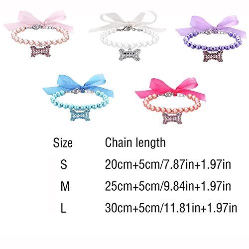 Small Dog Collar Pet Pearl Collar for Small Pet Cat Dog Adjustable Summer Buckle Soft Comfortable Pet Collar for Small Dogs Pendant Jewelry