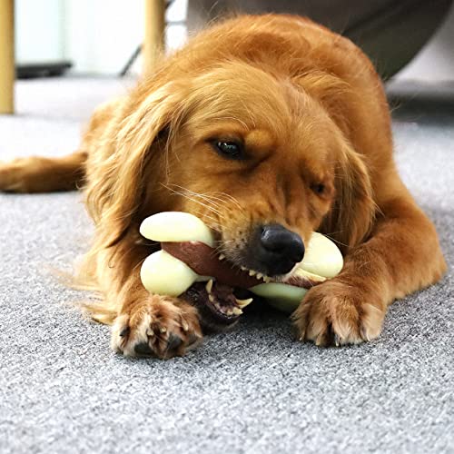 Indestructible Dog Chew Toys for Aggressive Chewers, Tikaton Beef Flavor Durable Dog Teething Chew Toys Bones for Large / Medium / Small Puppies…