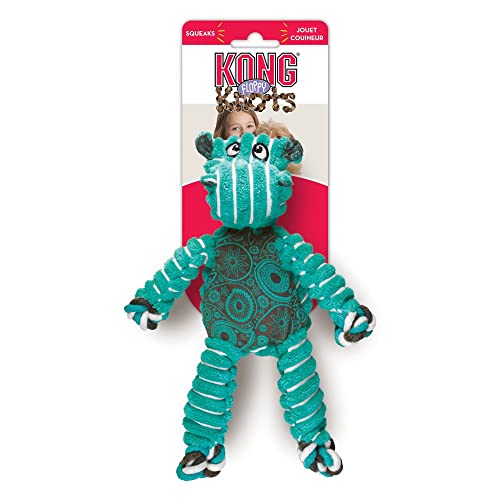KONG - Floppy Knots Hippo - Internal Knotted Ropes and Minimal Stuffing for Less Mess - For Small/Medium Dogs