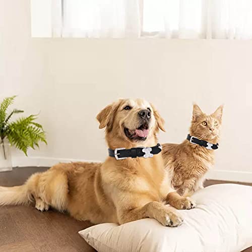 Dog Bell Collar Soft Pet Bone Rhinestone Dog Collar Diamond Buckle Pet Leash Cute Cat Collars Breakaway with Bell