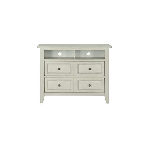 BOWERY HILL Modern Solid Wood 2 Drawer Media Chest in Weathered White