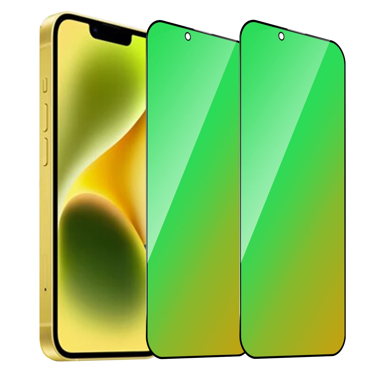 Eliphelet 2 Pack for iPhone 14 Plus / 13 Pro Max Privacy Screen Protector Tempered Glass for iPhone13 ProMax / 14Plus 6.7inch Gradient Green Anti Spy Anti Blue Light Full Coverage Easy Installation