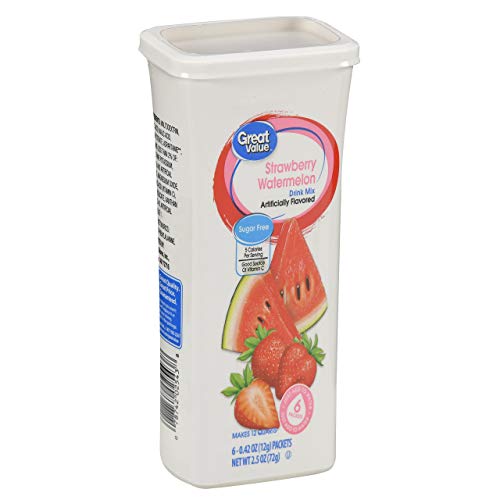 Great Value Strawberry Watermelon Drink Mix, 6 Count, 2.5 Oz (Pack of 2) (2 Pack), Set of 4