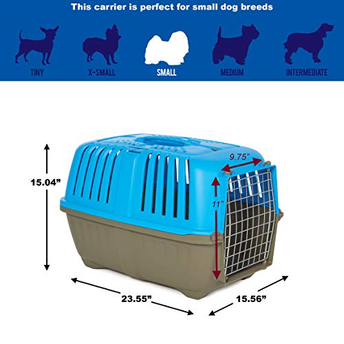 MidWest Homes for Pets Spree Travel Pet Carrier, Dog Carrier Features Easy Assembly and Not The Tedious Nut & Bolt Assembly of Competitors, Blue, 24-Inch Small Dog Breeds (1424SPB)
