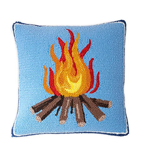 Plow and Hearth Indoor/Outdoor Hooked Polypropylene Campfire Throw Pillow
