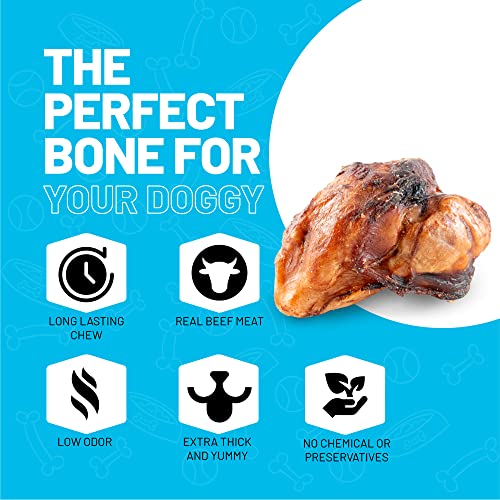 Sitka Farms Premium Beef Knee Caps Smoked Dog Bones | Long Lasting Dog Treats for Aggressive Chewers | Free Range - Grass Fed Beef Cattle | for Small - Large and Medium Breed Dogs | (25 Count)