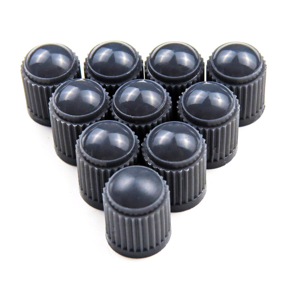 Plastic Tire Valve Stem Covers Schrader Valve Caps Gun-Gray with O-Ring Rubber Seal Wheel Rim Valve Stem Covers Universal for Car SUV Truck Motorcycle Bike and Bicycle (10 Pack)