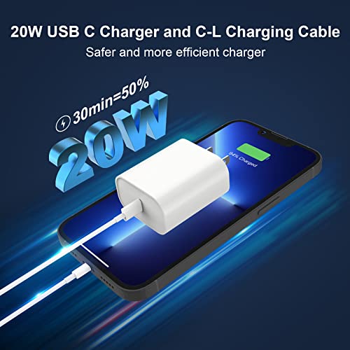 Lazerbuilt 10 FT iPhone 14 13 Charger Fast Charging, 3 Pack PD 20W USB C Fast Wall Charger Block with 3 Pack 10FT Long Type C to Lightning Cable Compatible for iPhone 14 13 12 11 Pro Max XS XR X 8