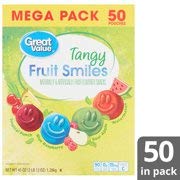 Great Value Tangy Fruit Smiles, 45 Oz - 50 Pouches (Pack of 3)