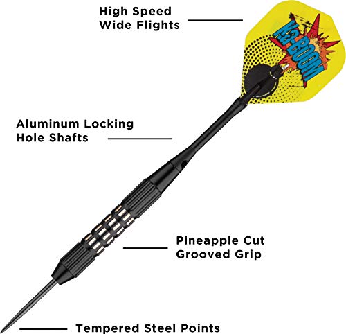 Viper Comix Steel Tip Darts: Ka-BOOM (Black), 22 Grams