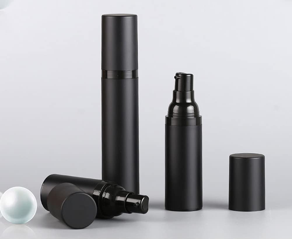 3 Pack Black Airless Pump Bottle Travel Lotion Bottles Cosmetic Cream Bottle Vacuum Pump Bottles Makeup Dispenser Container (30ml/1oz)