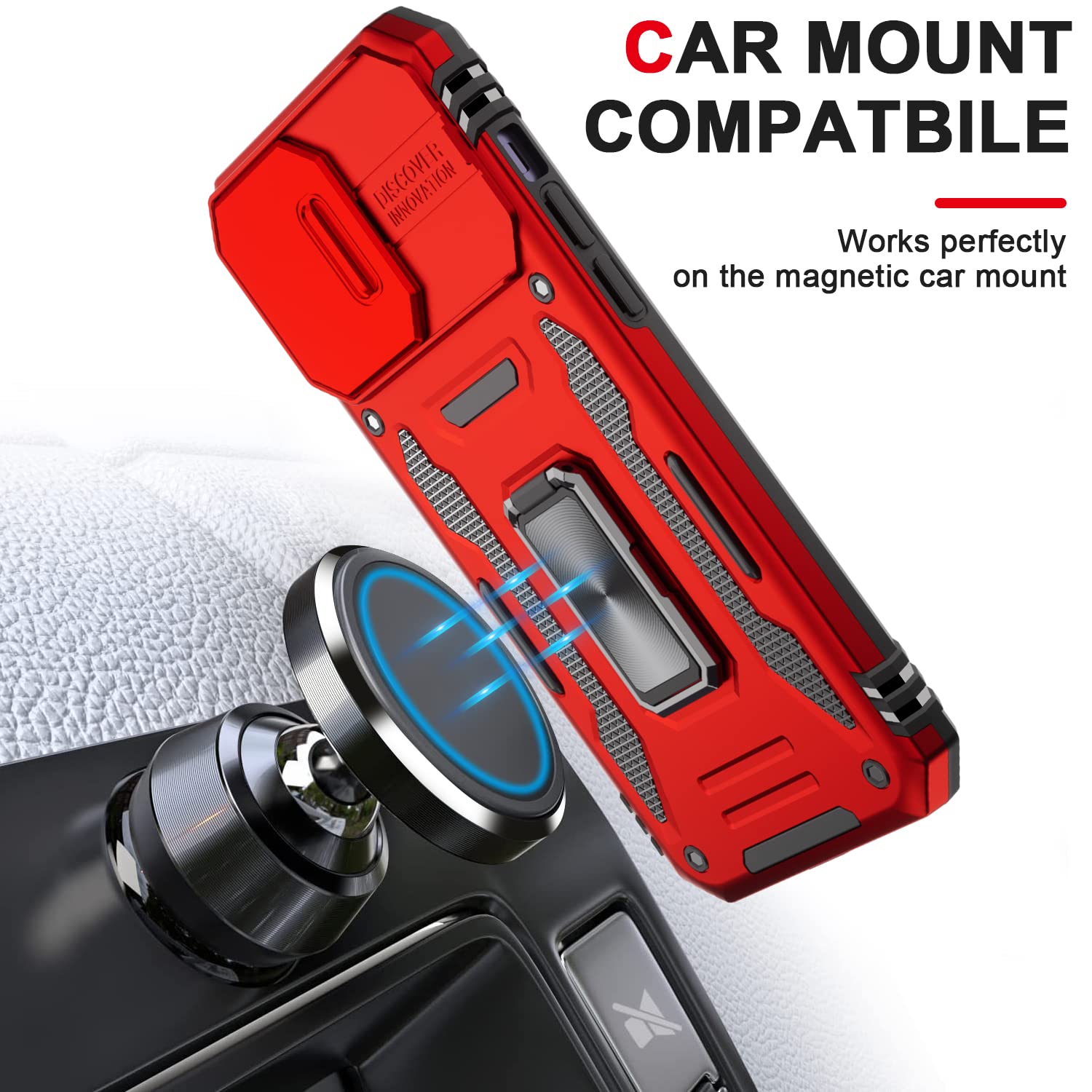 AUPAI for iPhone 14 Pro Max Case with Slide Camera Cover and Screen Protector, Heavy Duty Military Grade Protective Phone Case with Kickstand for Apple iPhone 14 Pro Max Red