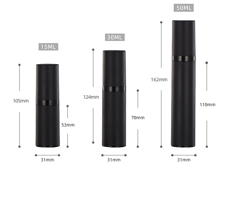 3 Pack Black Airless Pump Bottle Travel Lotion Bottles Cosmetic Cream Bottle Vacuum Pump Bottles Makeup Dispenser Container (30ml/1oz)