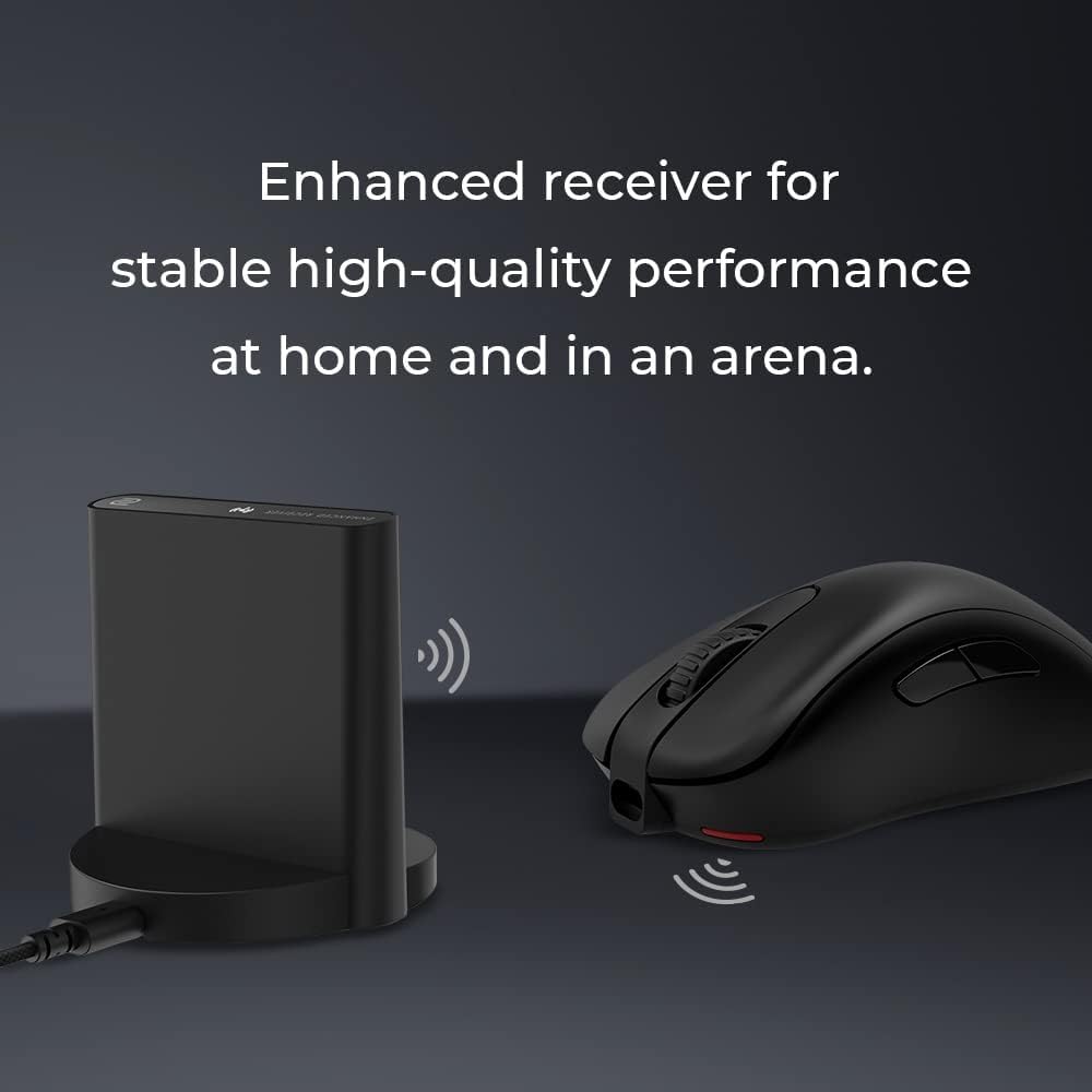 BenQ Zowie EC1-CW Ergonomic Wireless Gaming Mouse | Professional Esports Performance | Lighter Weight | Driverless | Paracord Cable | 24-Step Scroll Wheel | Matte Black | Large Size