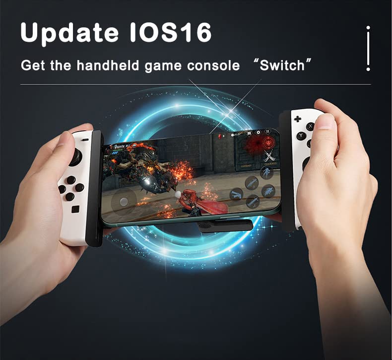 Funnywin Switch Joy Con Comfort Grip, iPad 10.2 & Mini Retractable Holder with Joy Con Game Controller Grip Handle for iPadOS 16 & iOS16 iPhone 13 & 14 Pro Max Stand (LZ iPhone)