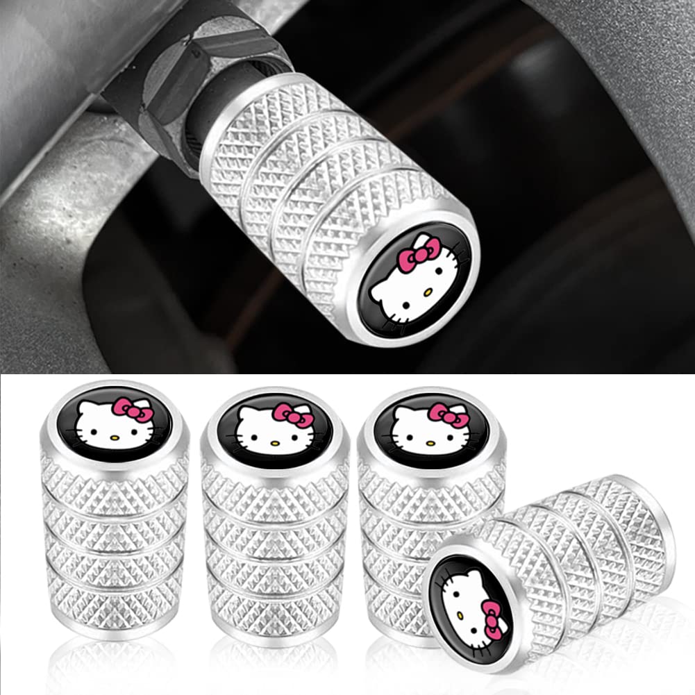 4PCS Car Tire Valve Caps Kitty Cute Accessories,Anti-Rust Anti Dust Valve Stem Cover,Universal for Cars Trucks Motorcycles and Bikes