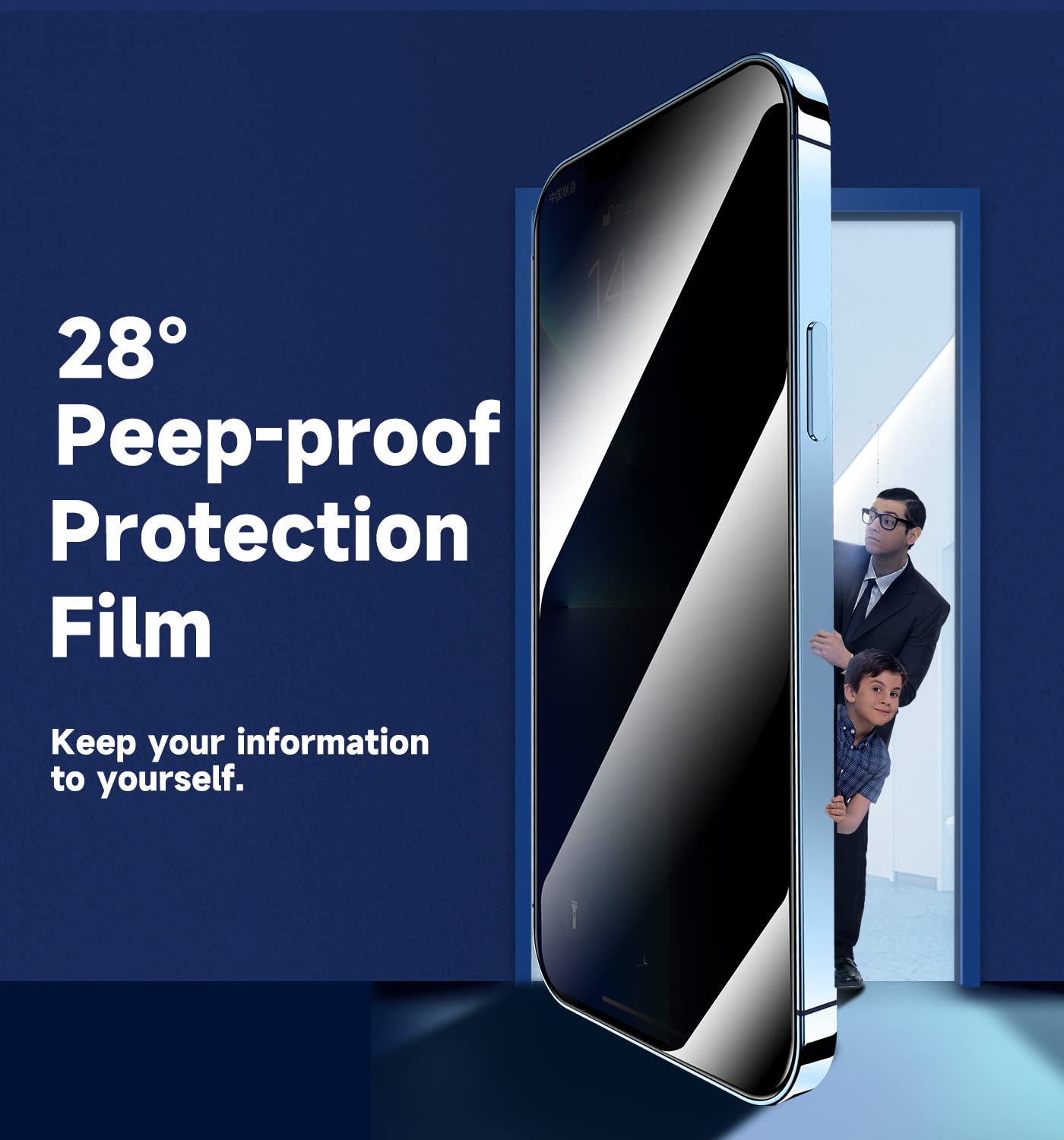 MAGIC JOHN 2 Pack for iPhone 14 Pro Max 6.7 inch Privacy Glass Screen Protector, Auto Dust-Elimination Installation, Bubble Free, HD Clear, Easy Installation