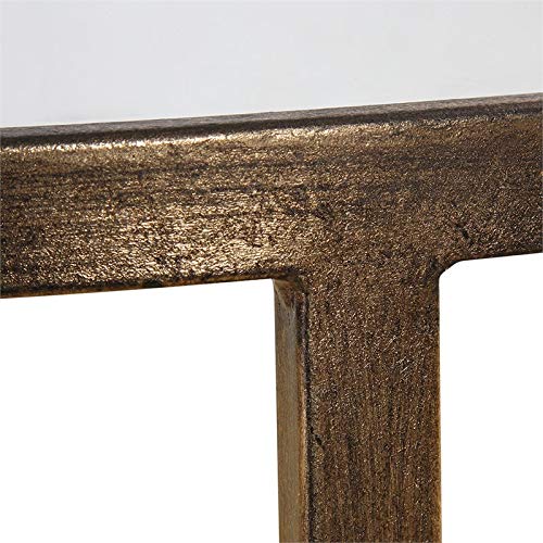 BOWERY HILL Transitional 2 Piece Glass Top Nesting Coffee Table Set in Gold
