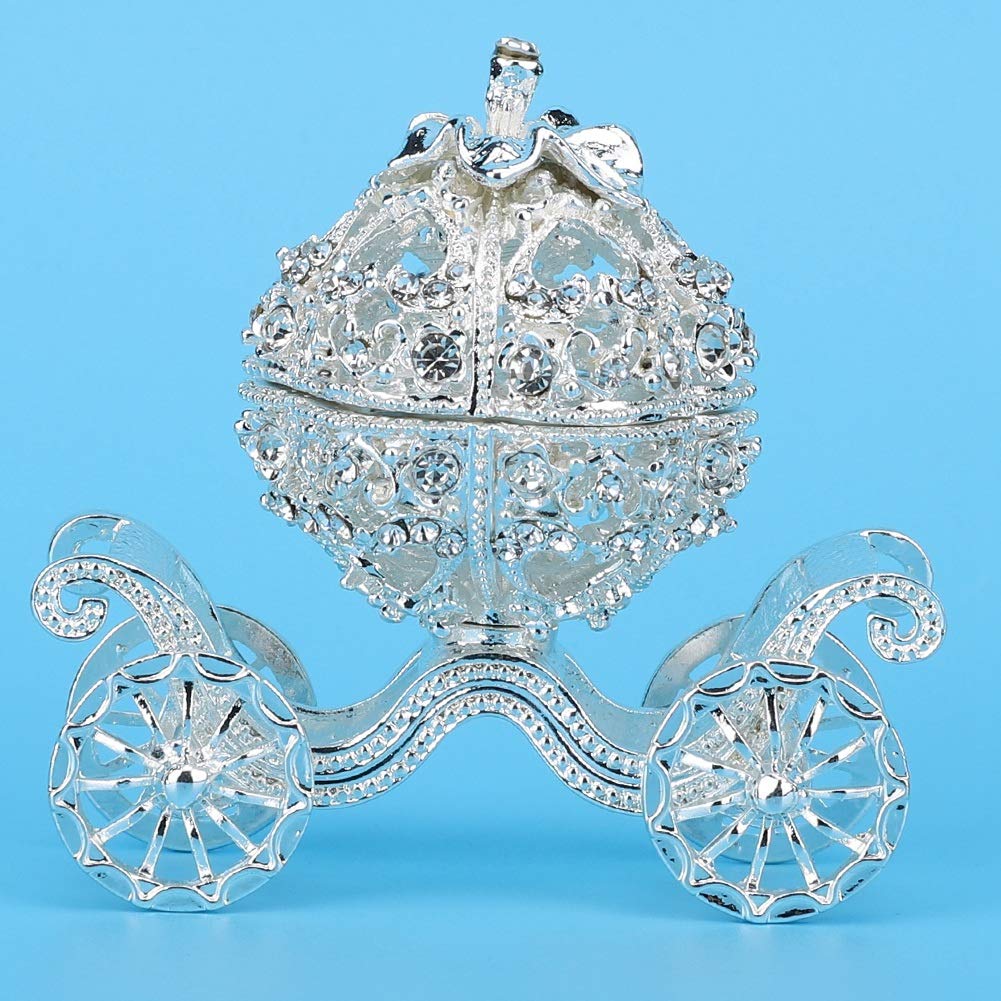 Rhinestone Crystal Pumpkin Carriage Trinket Box, Jewelry Box Gift Collectible Figurine Decorative Jewelry Display Holder Organizer