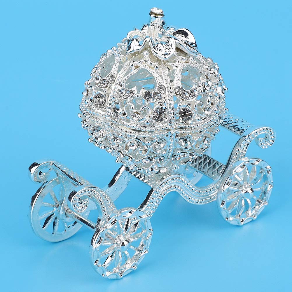 Rhinestone Crystal Pumpkin Carriage Trinket Box, Jewelry Box Gift Collectible Figurine Decorative Jewelry Display Holder Organizer