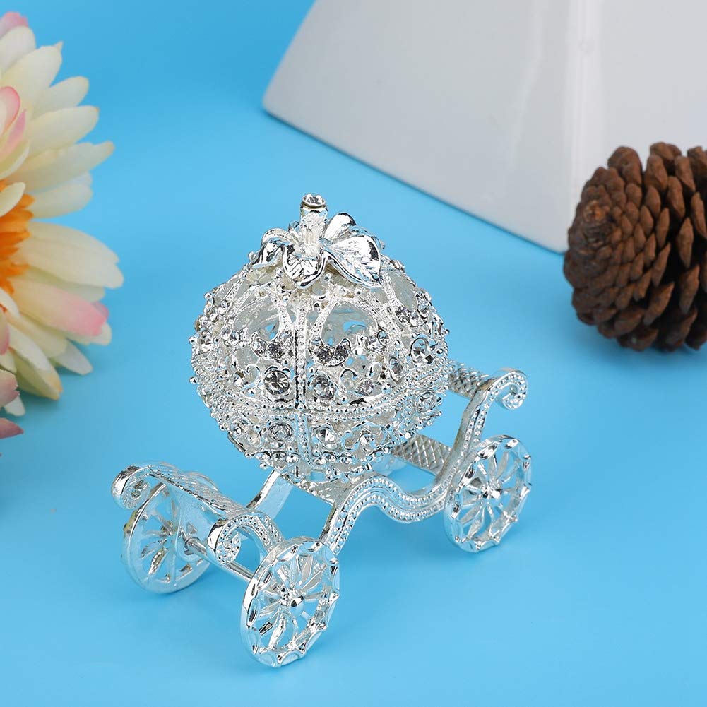 Rhinestone Crystal Pumpkin Carriage Trinket Box, Jewelry Box Gift Collectible Figurine Decorative Jewelry Display Holder Organizer