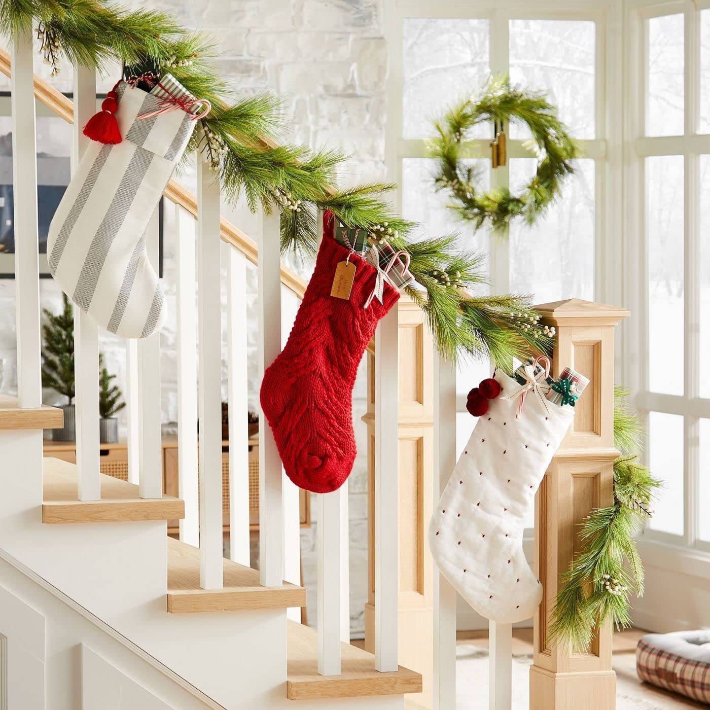 Hearth & Hand with Magnolia Holiday Stocking Collection (Red Cable Knit)