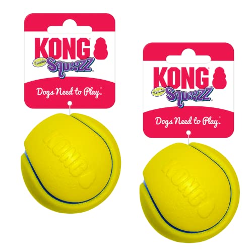 Kong Squeezz Tennis Ball Dog Toy - Large in Assorted Colors for Long-Lasting Play - 2 Pack