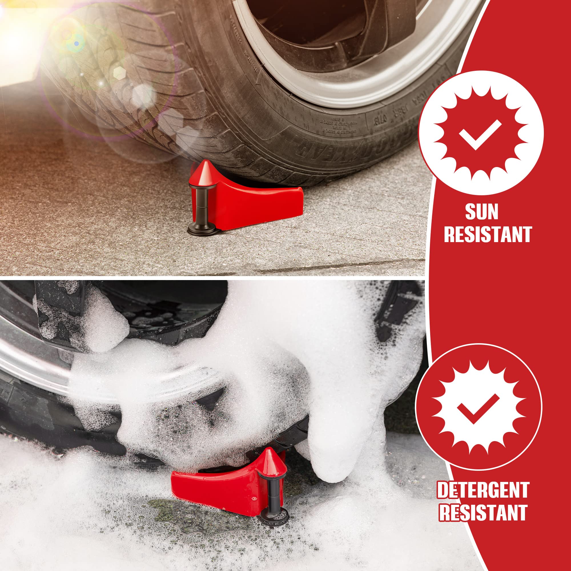 4 Pcs Car Hose Guide, Tire Hose Roller for Car Washing, Detailing Tire Hose Guide Preventing Pressure Washer Hose Stuck Under The Wheels, Plastic Wash Tool to Avoid Snagging(Red)