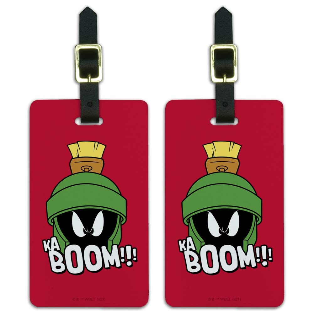 Looney Tunes Marvin The Martian Kaboom Luggage ID Tags Carry-On Cards - Set of 2