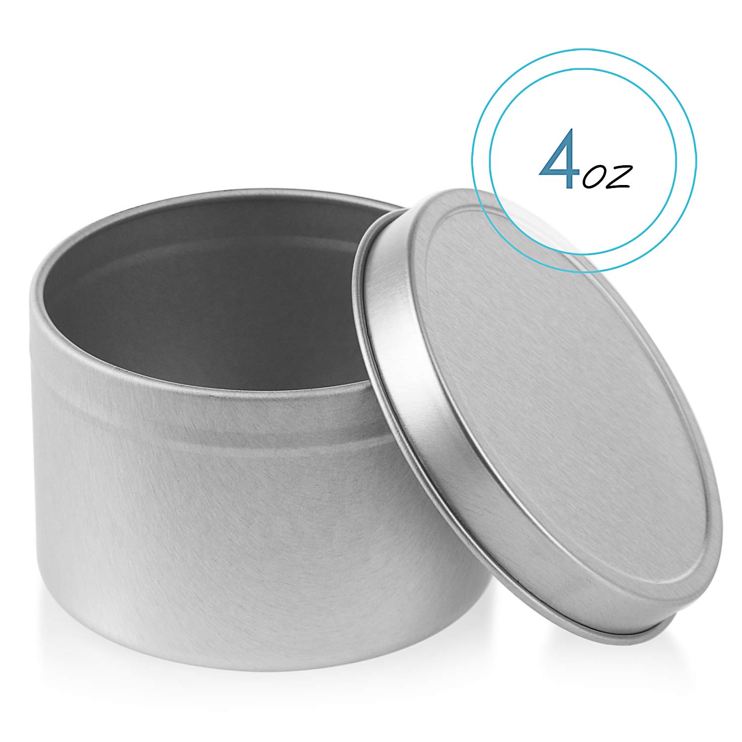 Hearth & Harbor Tin Candle Jars for Making Candles - DIY Candle Containers with Lids - Metal Candle Jars - Bulk Tins Storage for Candle (24, Stainless Steel)