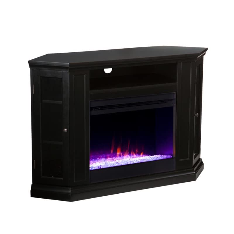BOWERY HILL Engineered Wood Color Changing Electric Fireplace in Black