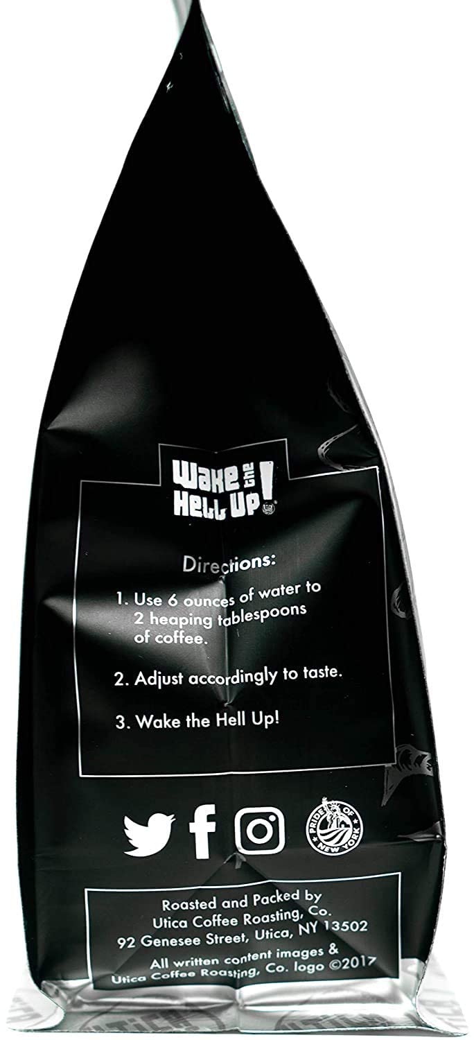 Wake The Hell Up! 12oz Ultra-Caffeinated Blueberry Ground Coffee, Low Acid, Medium-Dark Roast