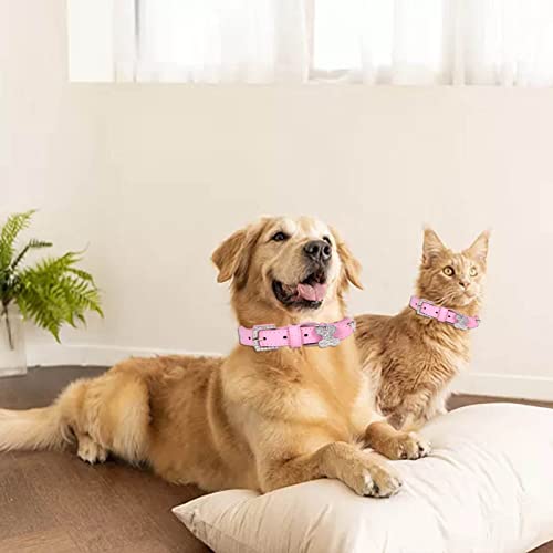 Dog Collar Leather Large Pet Bone Rhinestone Dog Collar Diamond Buckle Pet Leash Cat Collar