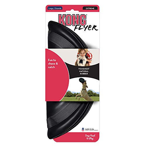 KONG - Extreme Flyer - Durable Rubber, Soft Flying Disc for Fetch and Retrieve, Black - Large Dogs