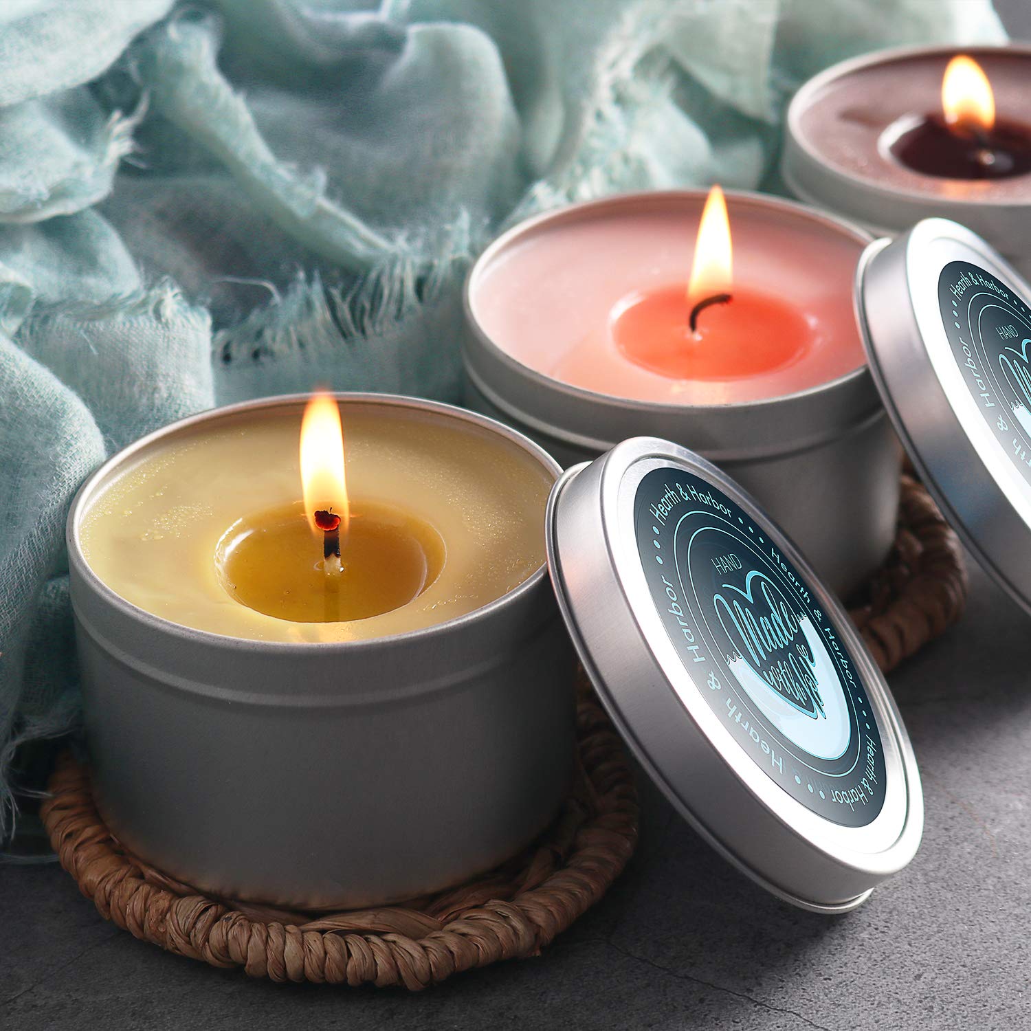 Hearth & Harbor Tin Candle Jars for Making Candles - DIY Candle Containers with Lids - Metal Candle Jars - Bulk Tins Storage for Candle (24, Stainless Steel)