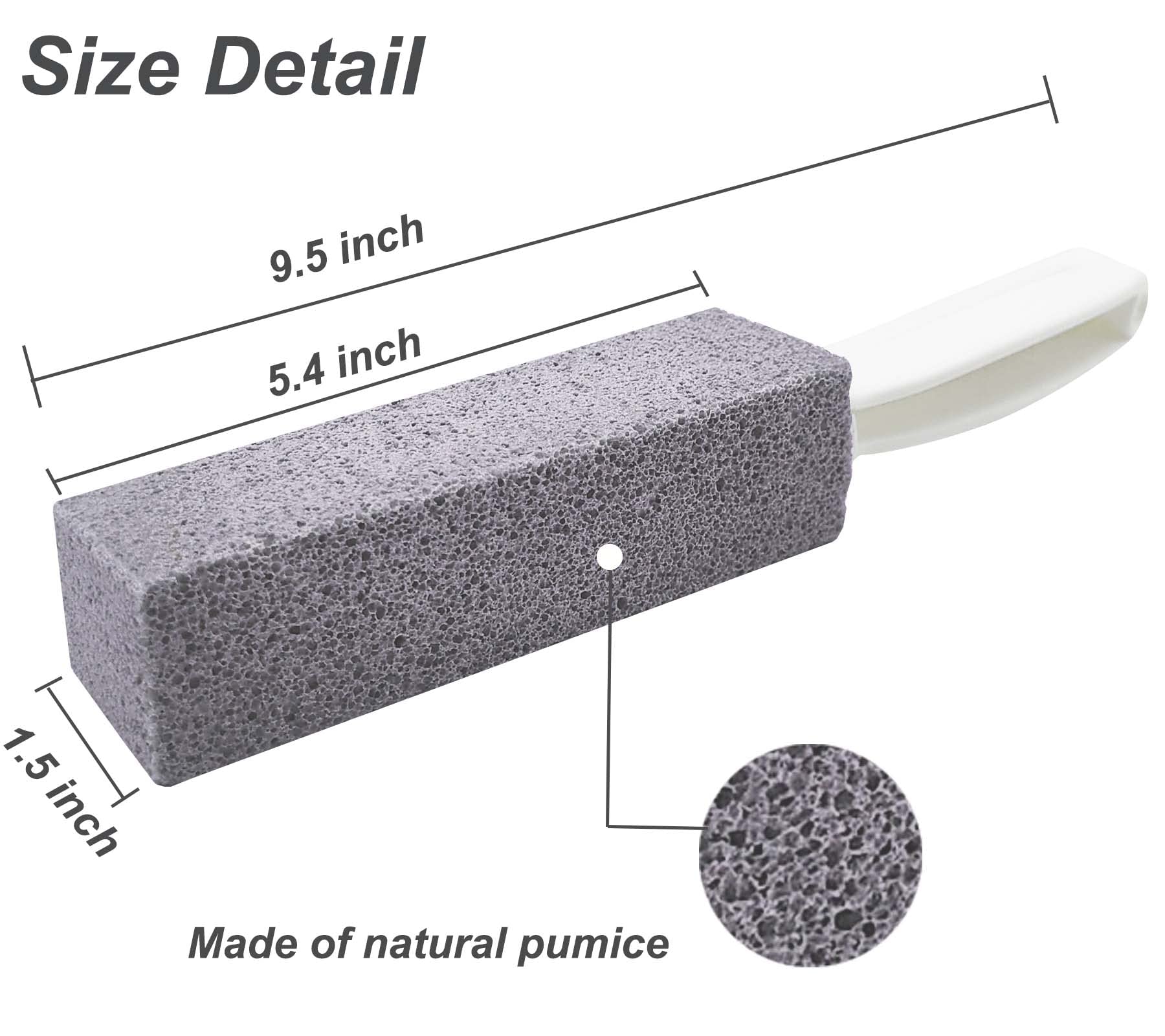 Pumice Stone for Toilet Cleaning with Handle Toilet Stone, Removing Hard Water Rings for Toilet Bowl Pool Bathtub, 4 Pack