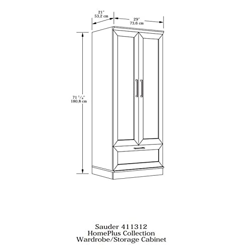 BOWERY HILL Metal Wardrobe Armoire with Garment Rod in Dakota Oak