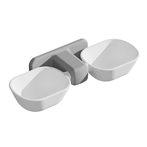 KBIKO-zxl defdong Hangable Bowl cat Bowl Fixed Food Bowl Sucker cat Food Bowl Hanging pet Bowl Anti-overturning Wall-Mounted Double Bowl（2PCS Sucker）, White