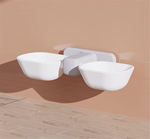 KBIKO-zxl defdong Hangable Bowl cat Bowl Fixed Food Bowl Sucker cat Food Bowl Hanging pet Bowl Anti-overturning Wall-Mounted Double Bowl（2PCS Sucker）, White