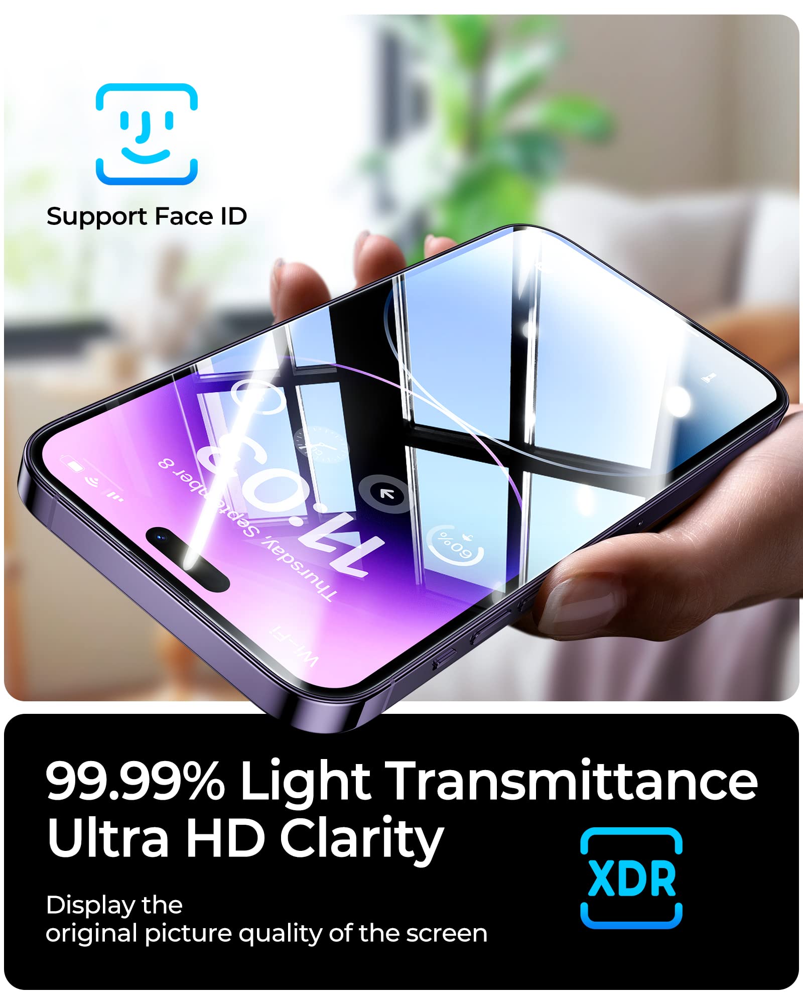 BENKS Designed for iPhone 14 Pro Max Screen Protector, [2 Pack] HD Tempered Glass Screen with [0 Dust 2023 Upgraded Easy Install Tool], Eye Protection