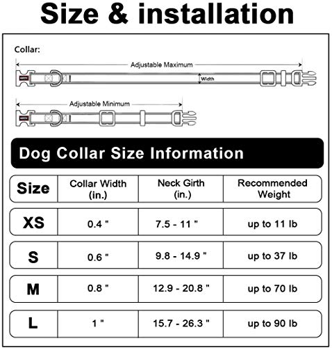 Roses&Poetry Reflective Dog Collar with Gradient Mistyrose,Adjustable Durable Pet Collars for Small Medium Large Dogs （Mistyrose-XS
